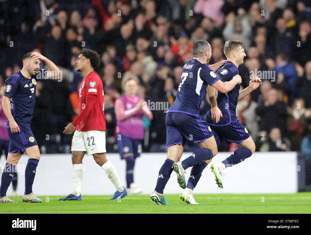 Scotland's Stuart Armstrong celebrates scoring their side's third goal ...