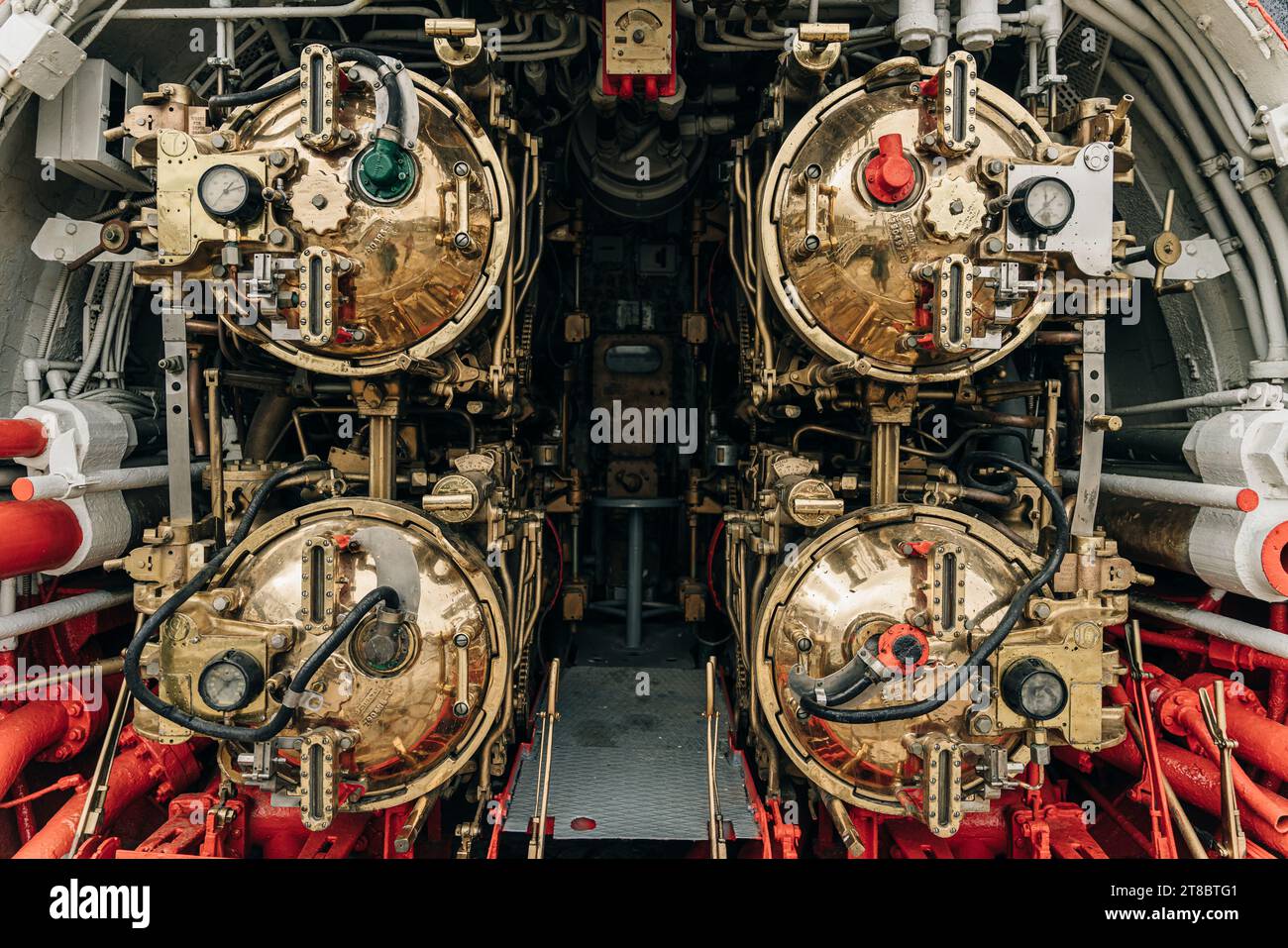 ISTANBUL - FEBRUARY 11th 2022 Torpedo room section of TCG Canakkale S341 submarine at Rahmi M ...