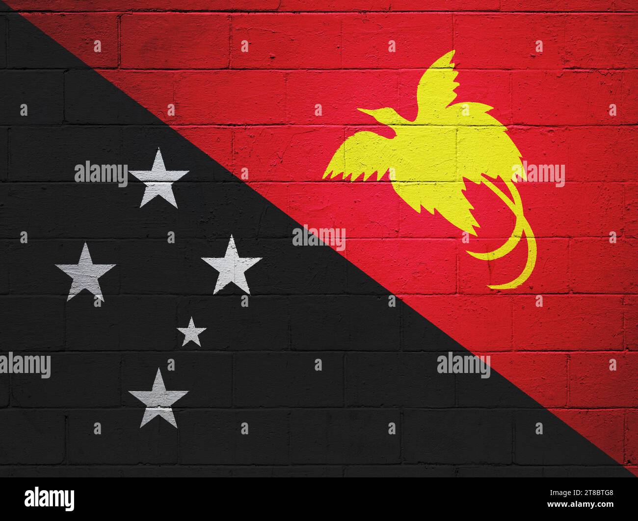 Flag of Papua New Guinea painted on a cinder block wall Stock Photo - Alamy