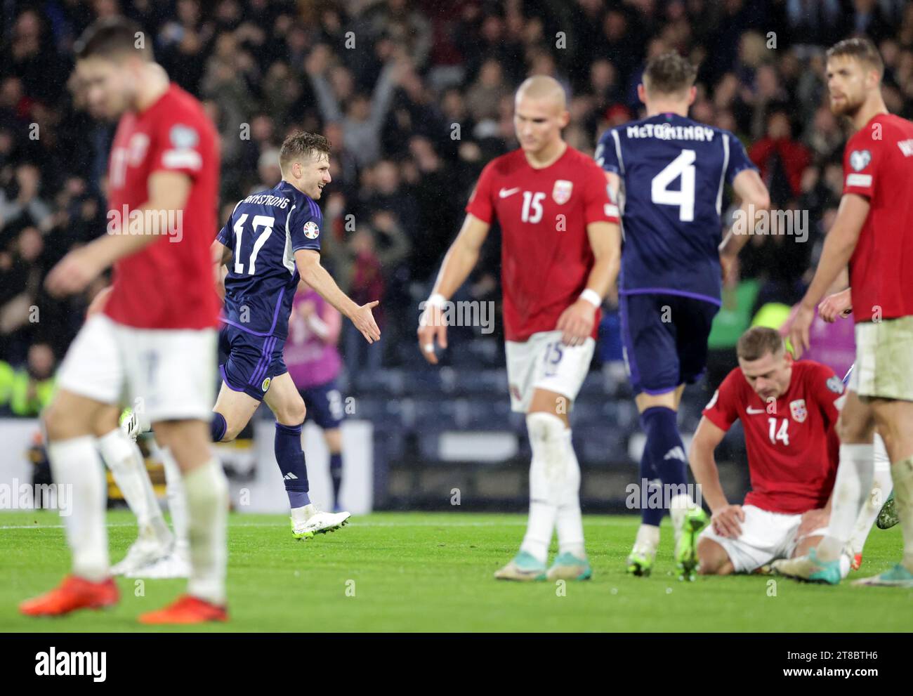 Scotland's Stuart Armstrong celebrates scoring their side's third goal ...