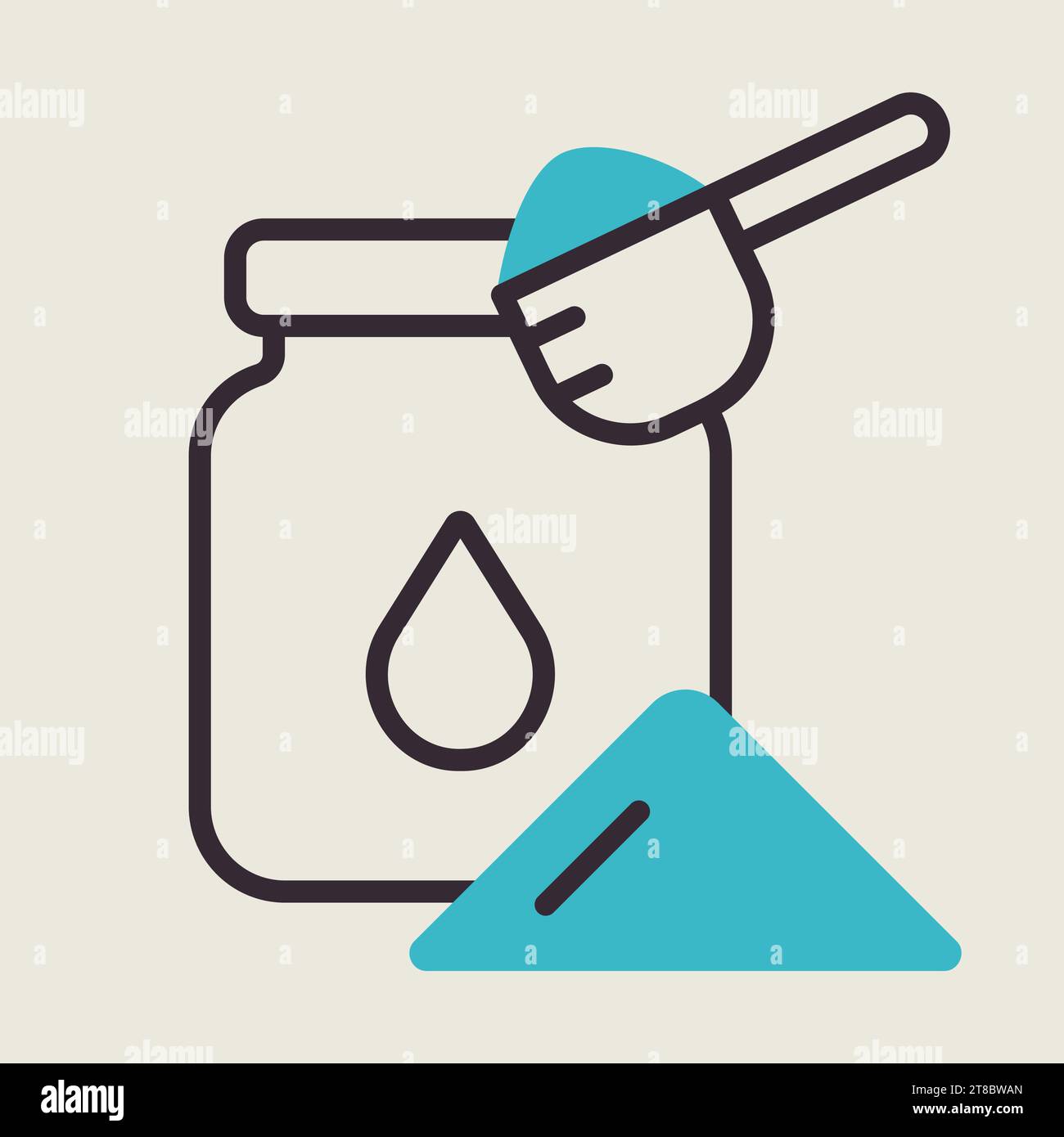 Milk powder canned and spoon vector icon. Dairy product sign. Graph ...