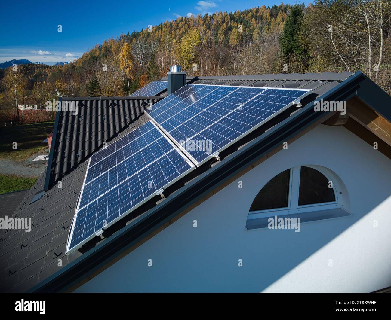 Capture the autumnal charm with this drone shot showcasing the side ...