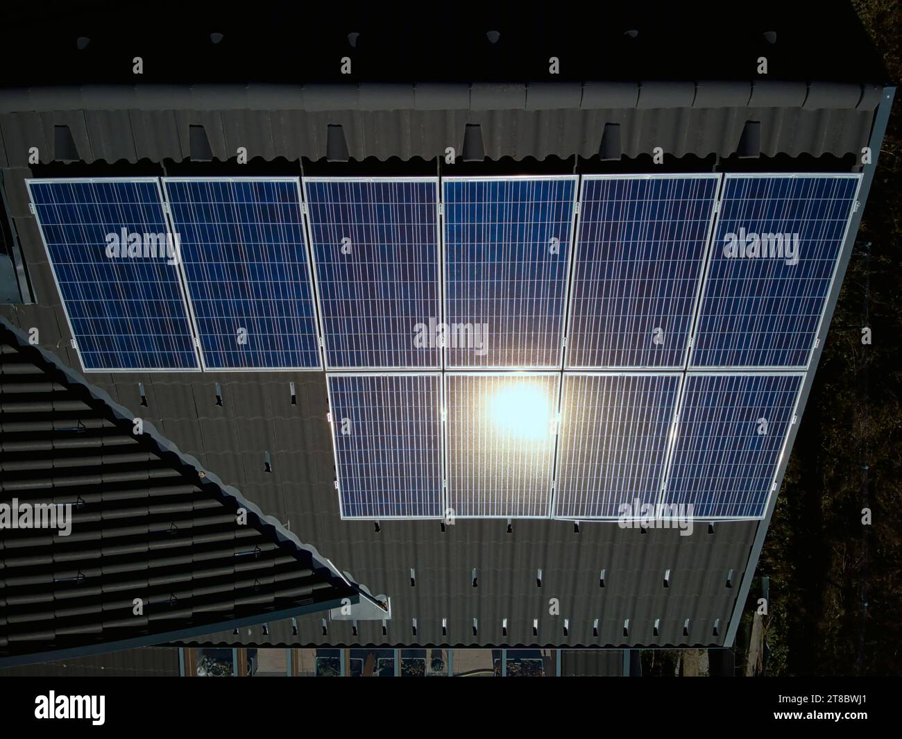 Embrace the beauty of sustainable technology with this top-down aerial ...