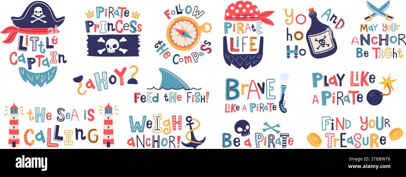 Pirate written prints. Pirates quotes clipart, piracy bones insignia ...