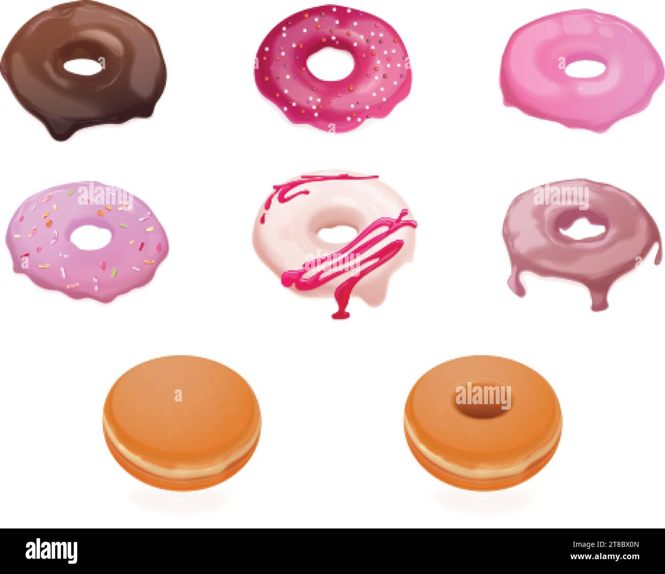 Donut constructor. Realistic different donuts glaze creation kit ...
