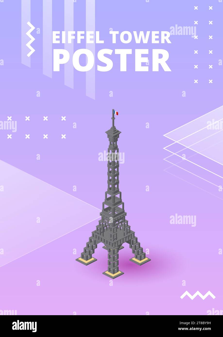 Eiffel Tower poster for print and design. Vector illustration Stock ...