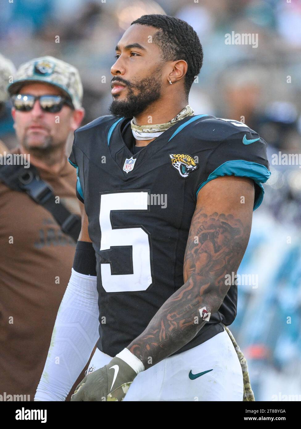 November 19, 2023: Jacksonville Jaguars safety Andre Cisco (5) in the ...