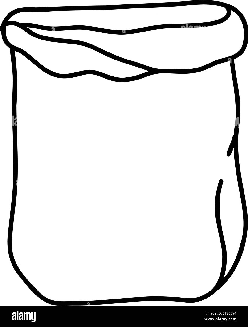 Vector craft paper bag for bread and products. Line art icon. Hand ...