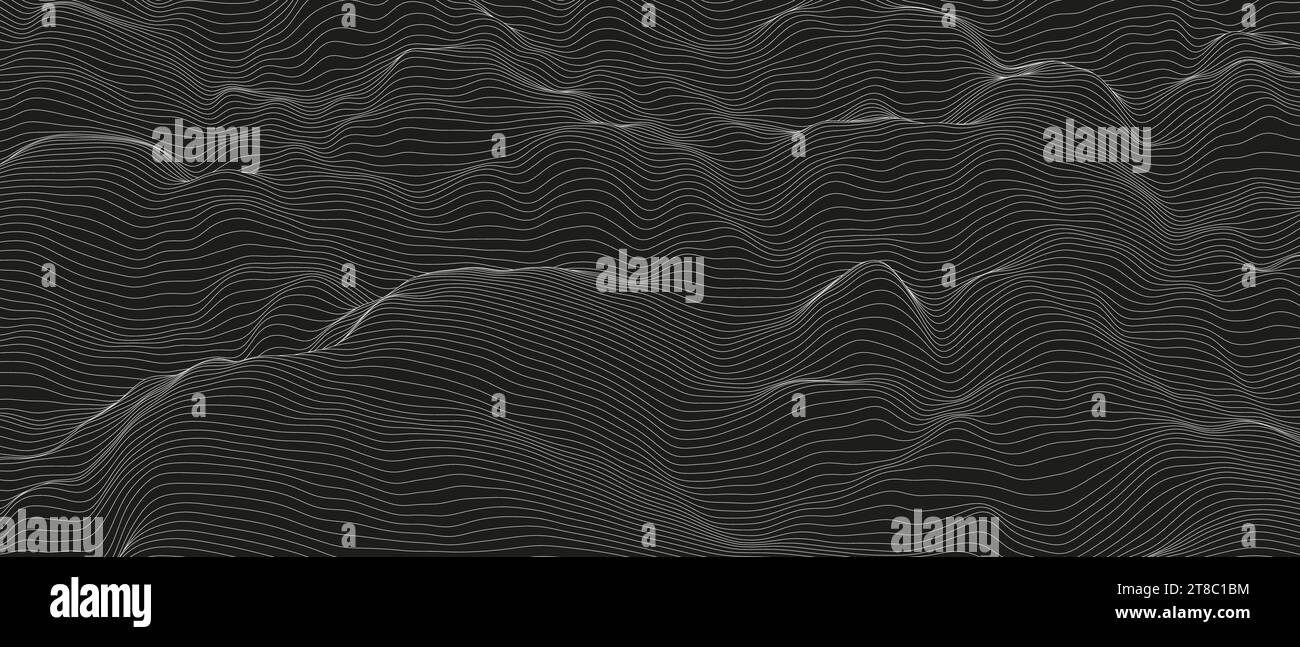 Monochrome sound line waves abstract background . Distorted line shapes ...
