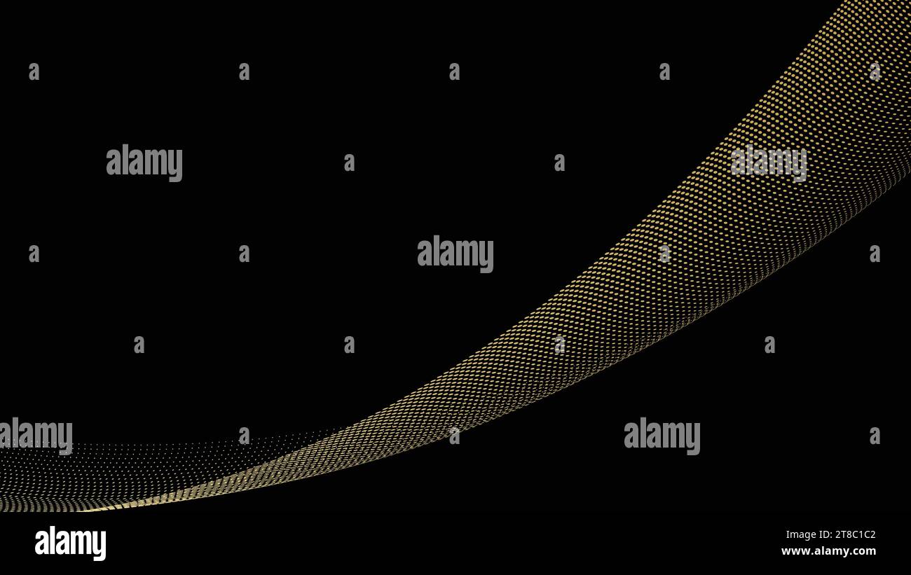 Abstract geometric technology background. Gold dotted curve or wave ...