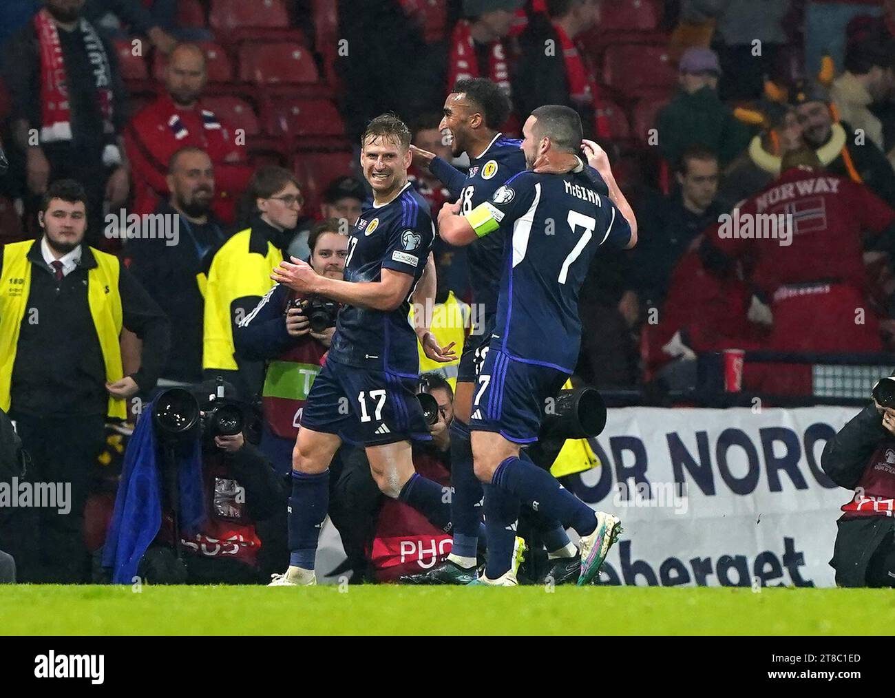 Scotland's Stuart Armstrong celebrates scoring their side's third goal ...