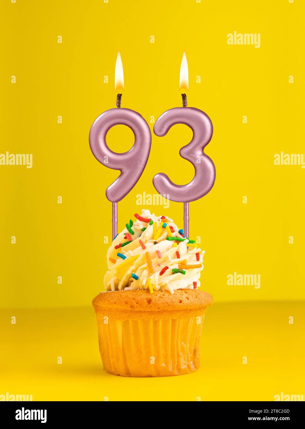 Birthday candle number 93 - Invitation card with yellow background ...
