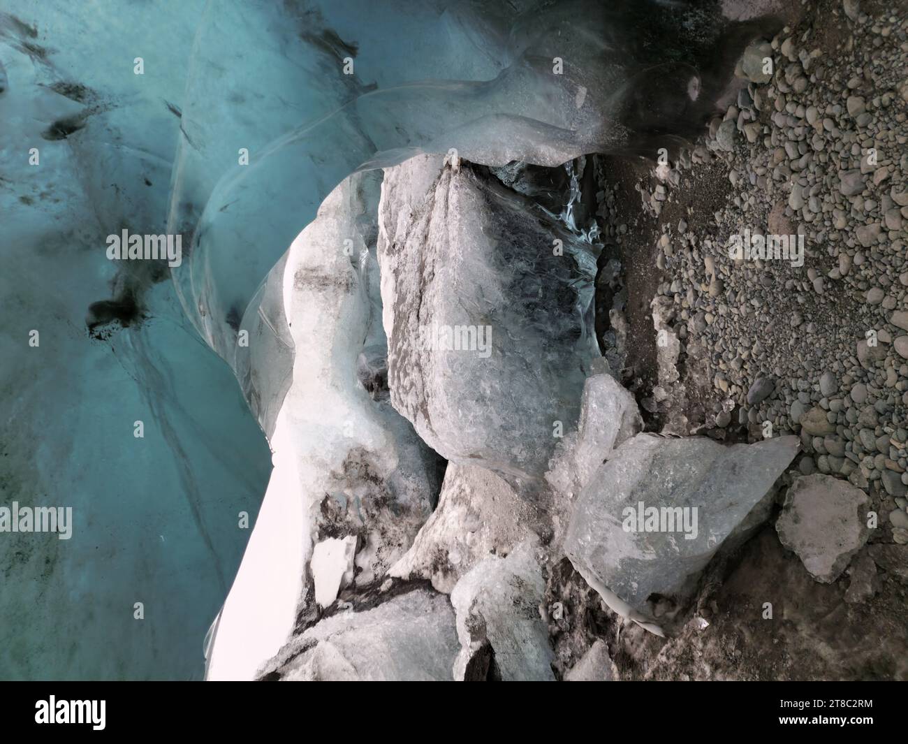 Climate change ice dripping in caves, arctic landscape in iceland ...