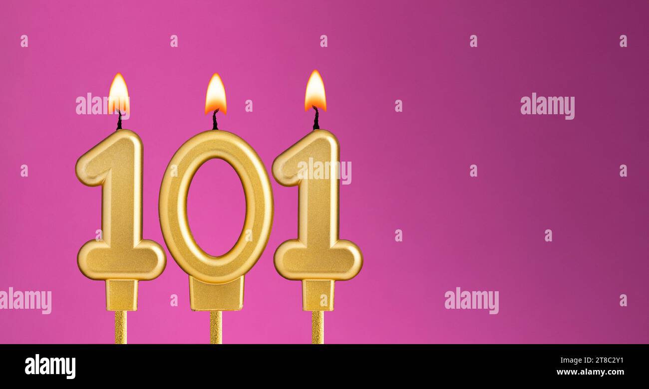 Candle number 101 in purple background - birthday card Stock Photo - Alamy