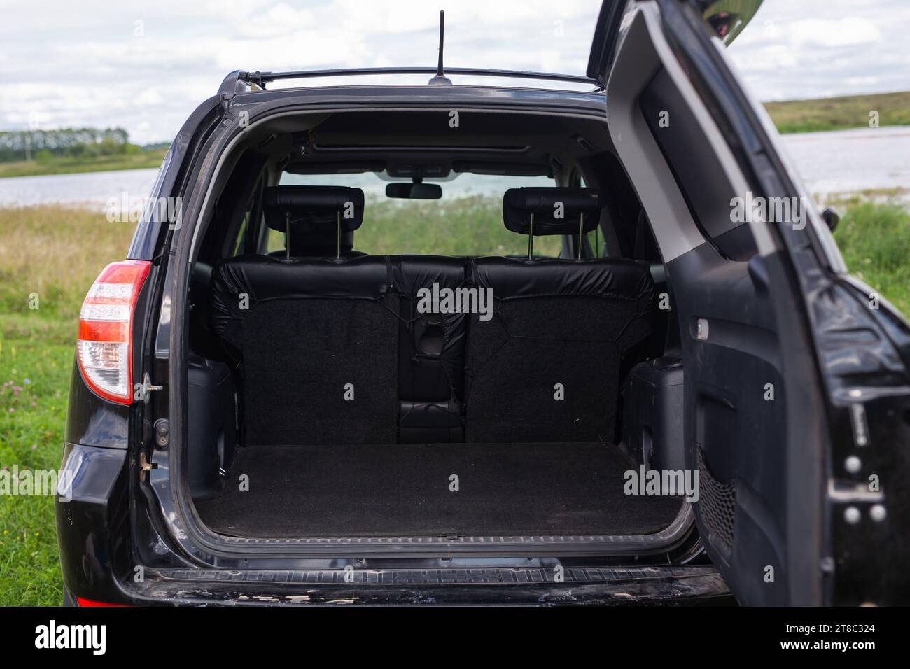 Rear view of the car open trunk The exterior of a modern, modern car ...