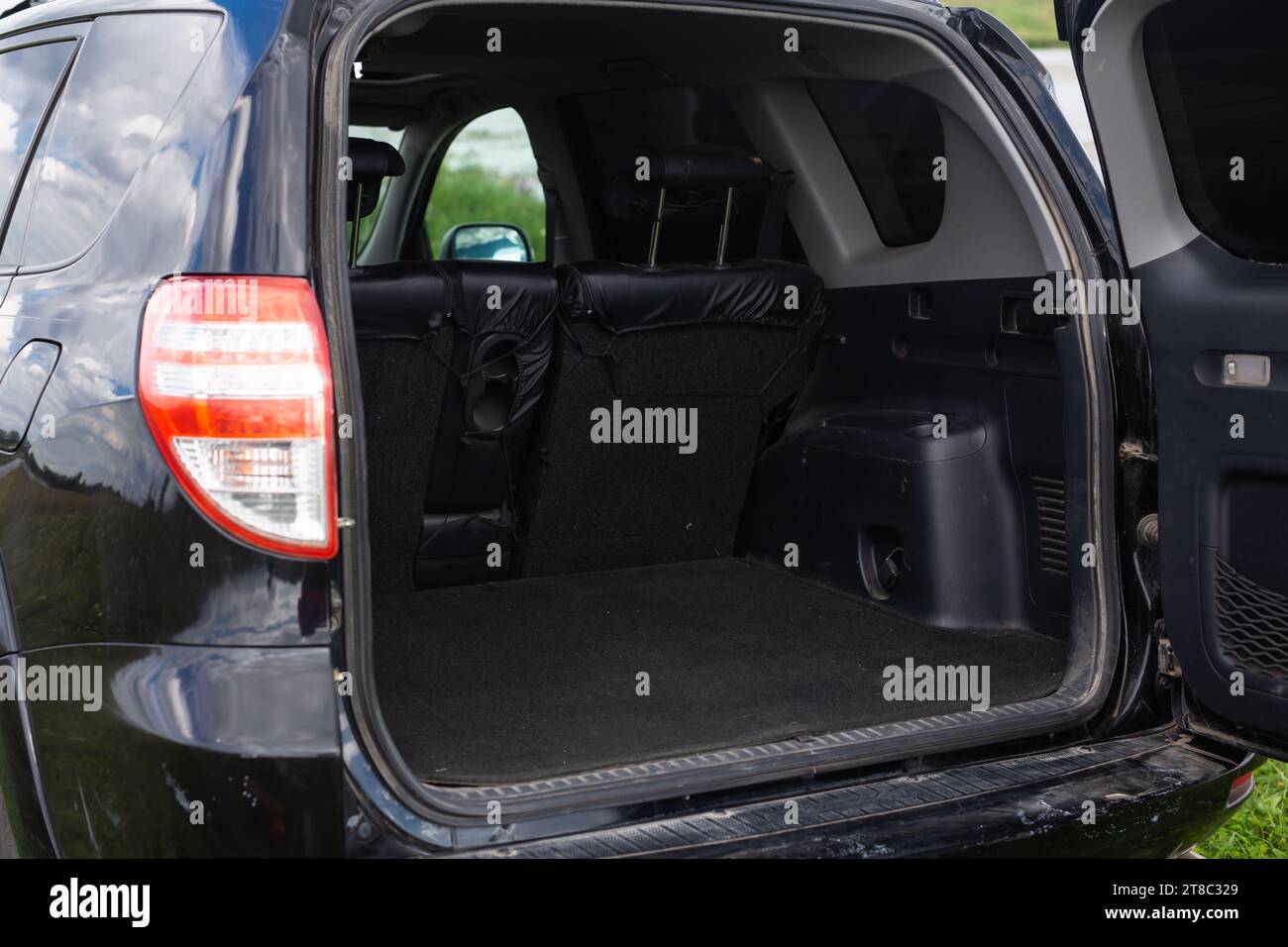 Rear view of the car open trunk The exterior of a modern, modern car ...