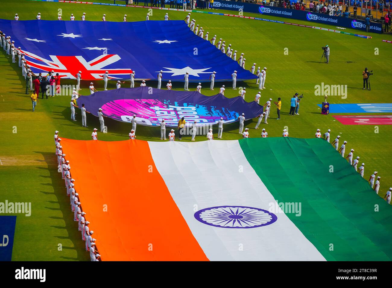 Ahmedabad, Gujarat, India. 19th Nov, 2023. Australian players celebrate ...