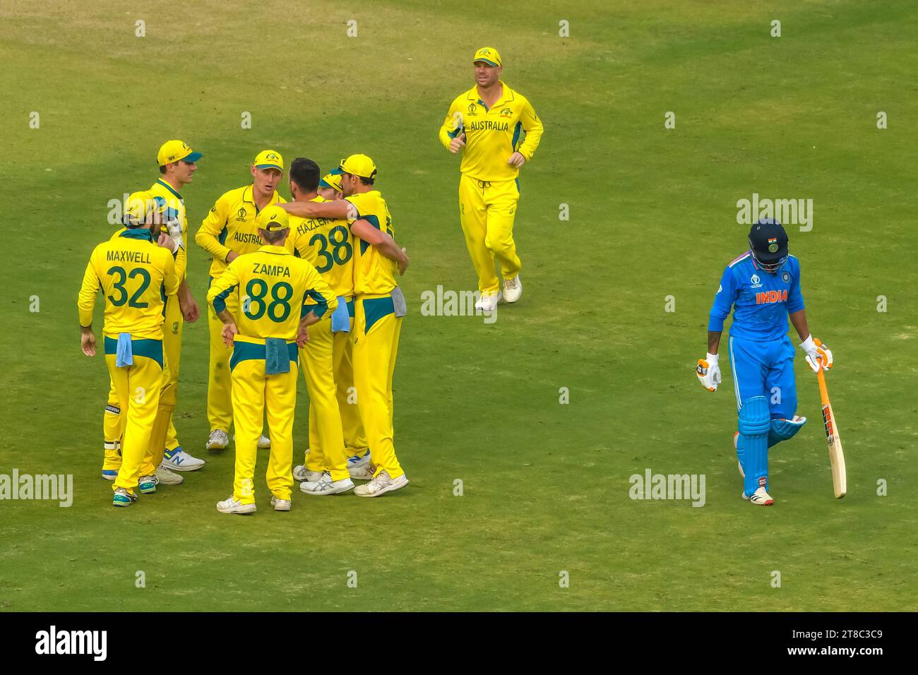 Ahmedabad, Gujarat, India. 19th Nov, 2023. Australian players celebrate ...