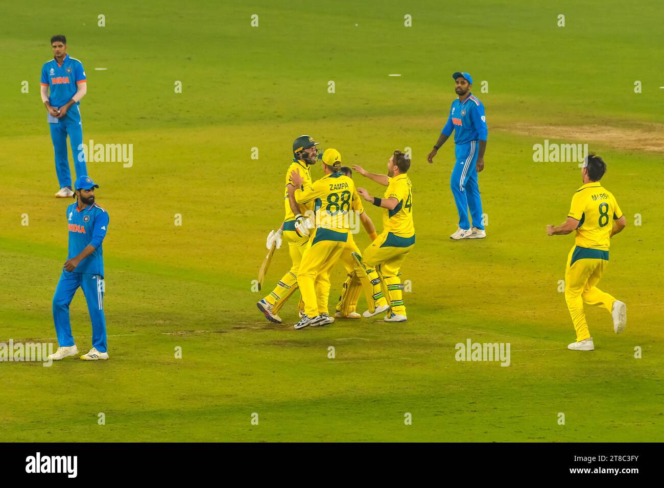 Ahmedabad, Gujarat, India. 19th Nov, 2023. Australian players celebrate ...