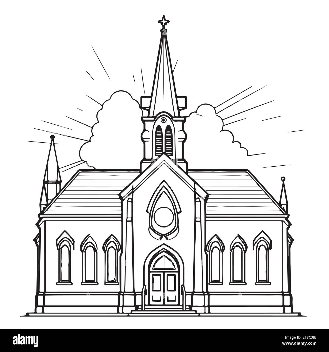 Catholic Church. Vector illustration in doodle sketch style Stock ...