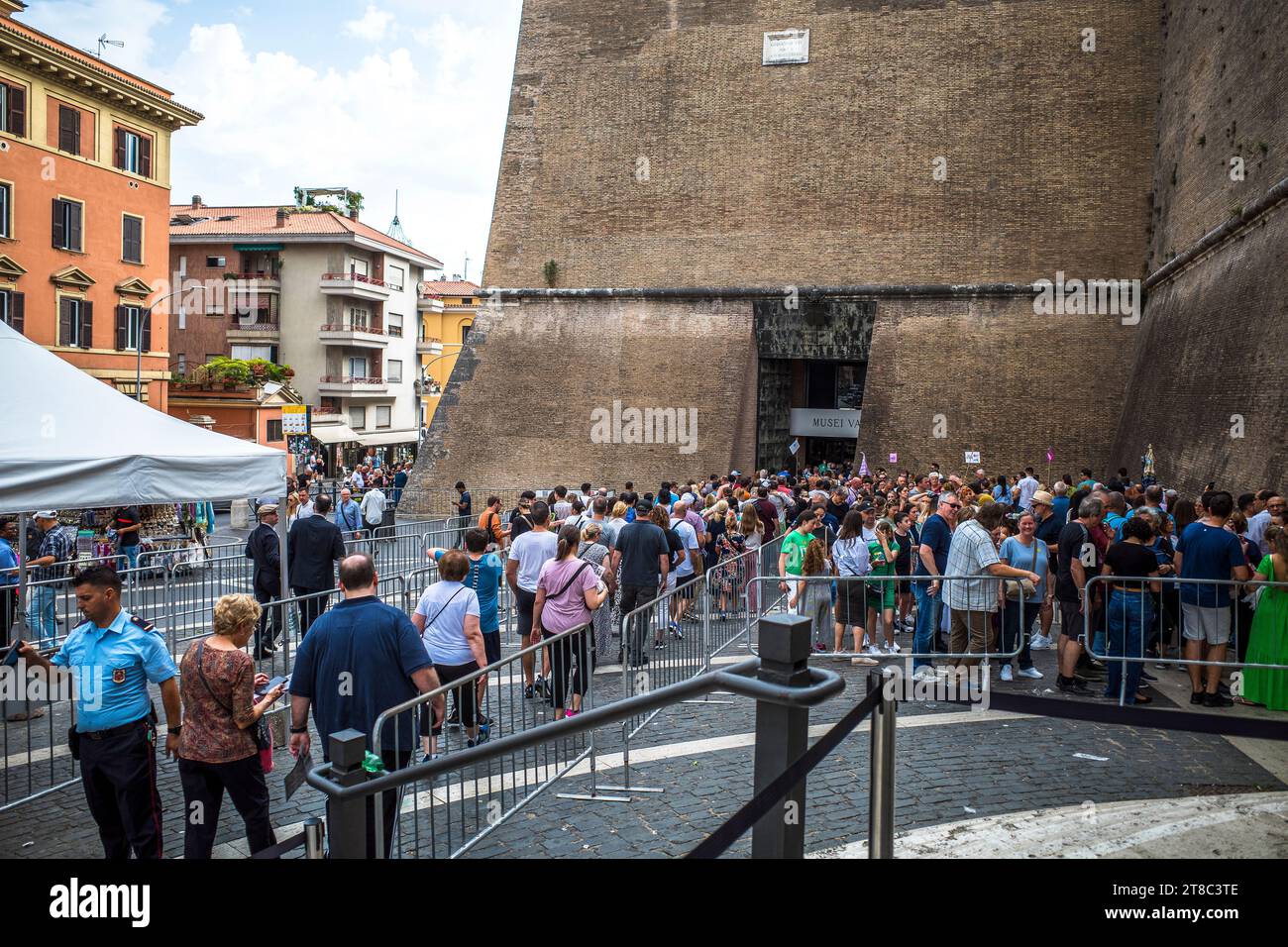 Vatican Museum with many tourists standing in line Rome Italy Stock ...