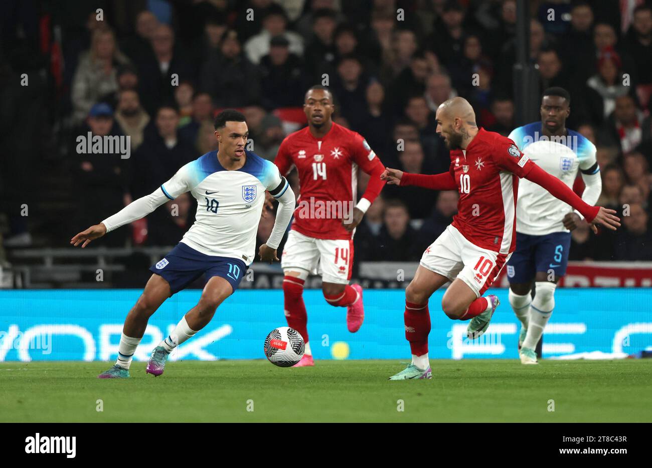London, UK. 17th Nov, 2023. Trent Alexander-Arnold (E) Teddy Teuma (M ...