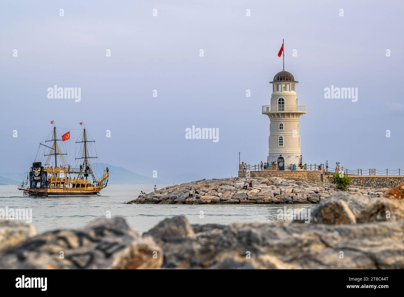 Lighthouse and Marina in Alanya, Turkish Riviera on Mediterranean Coast ...