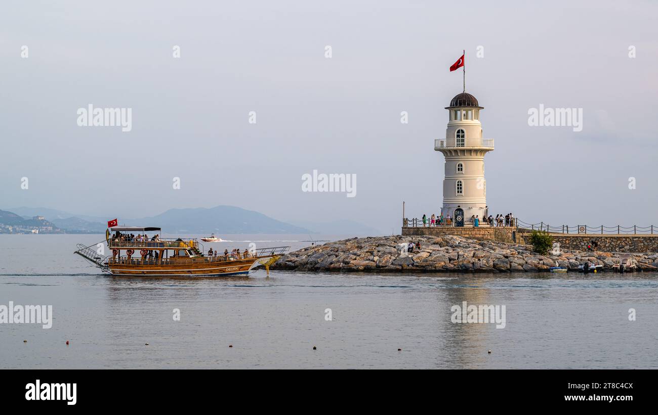 Lighthouse and Marina in Alanya, Turkish Riviera on Mediterranean Coast ...
