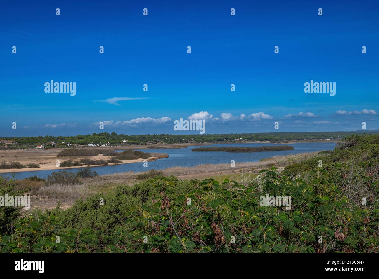 View of the beach and lagoon of Melides, Alentejo, Portugal Stock Photo ...