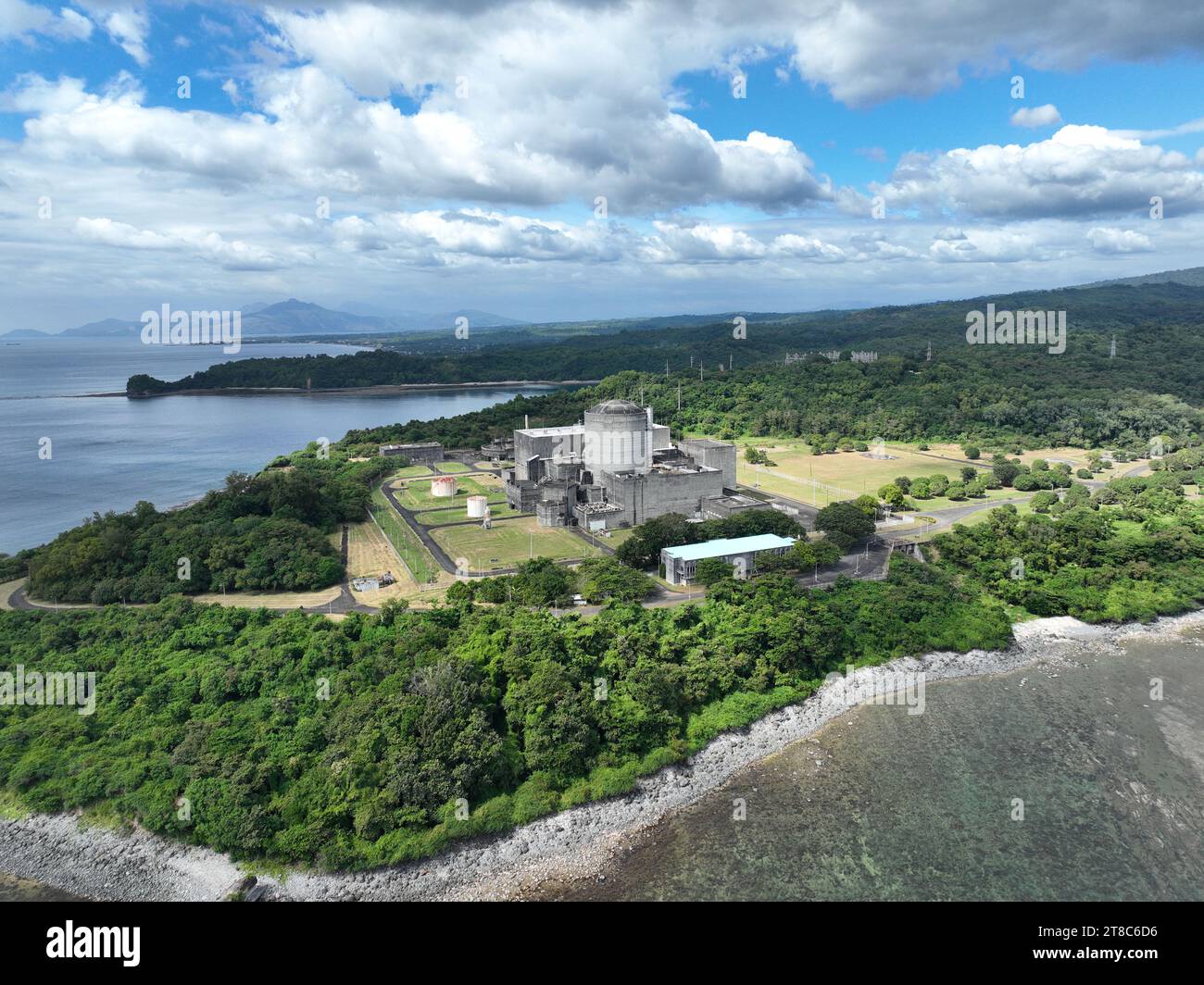 Morong, Philippines. 18th November, 2023. In an aerial view, the 40 years old mothballed Bataan ...