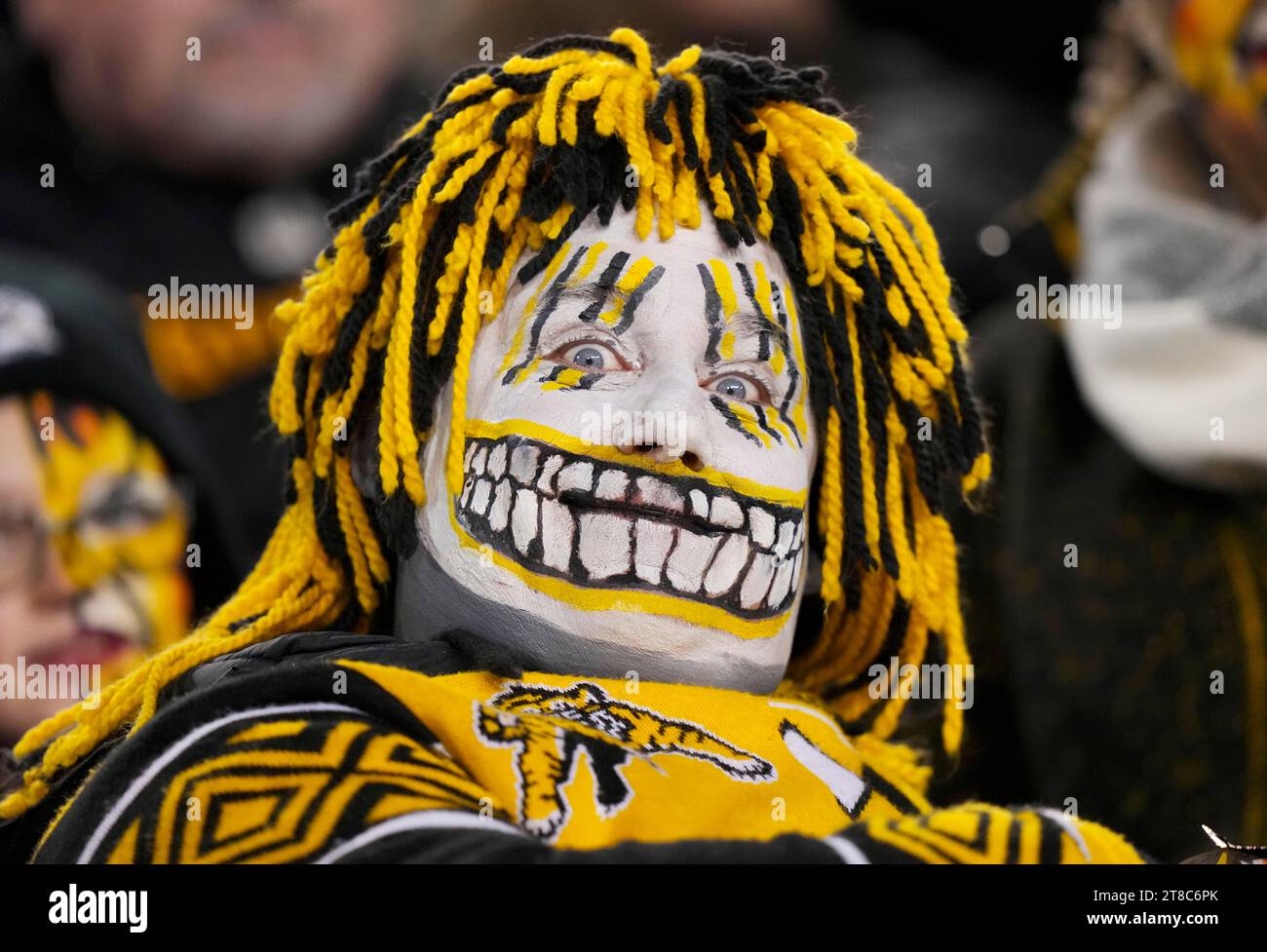 Hamilton, Canada. 19th Nov, 2023. A football fan is shown ahead of the ...