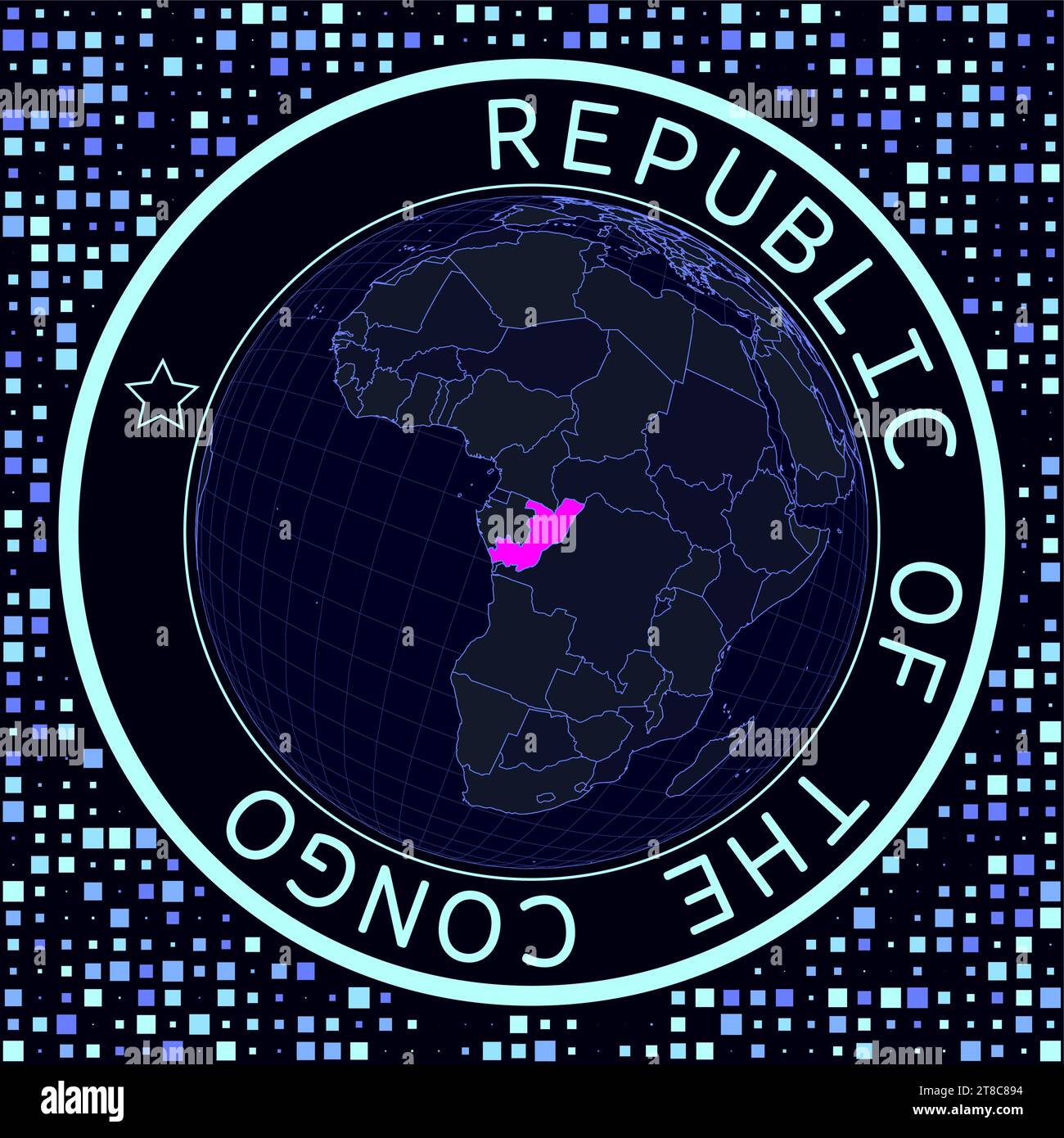 Congo on globe vector. Futuristic satellite view of the world centered ...