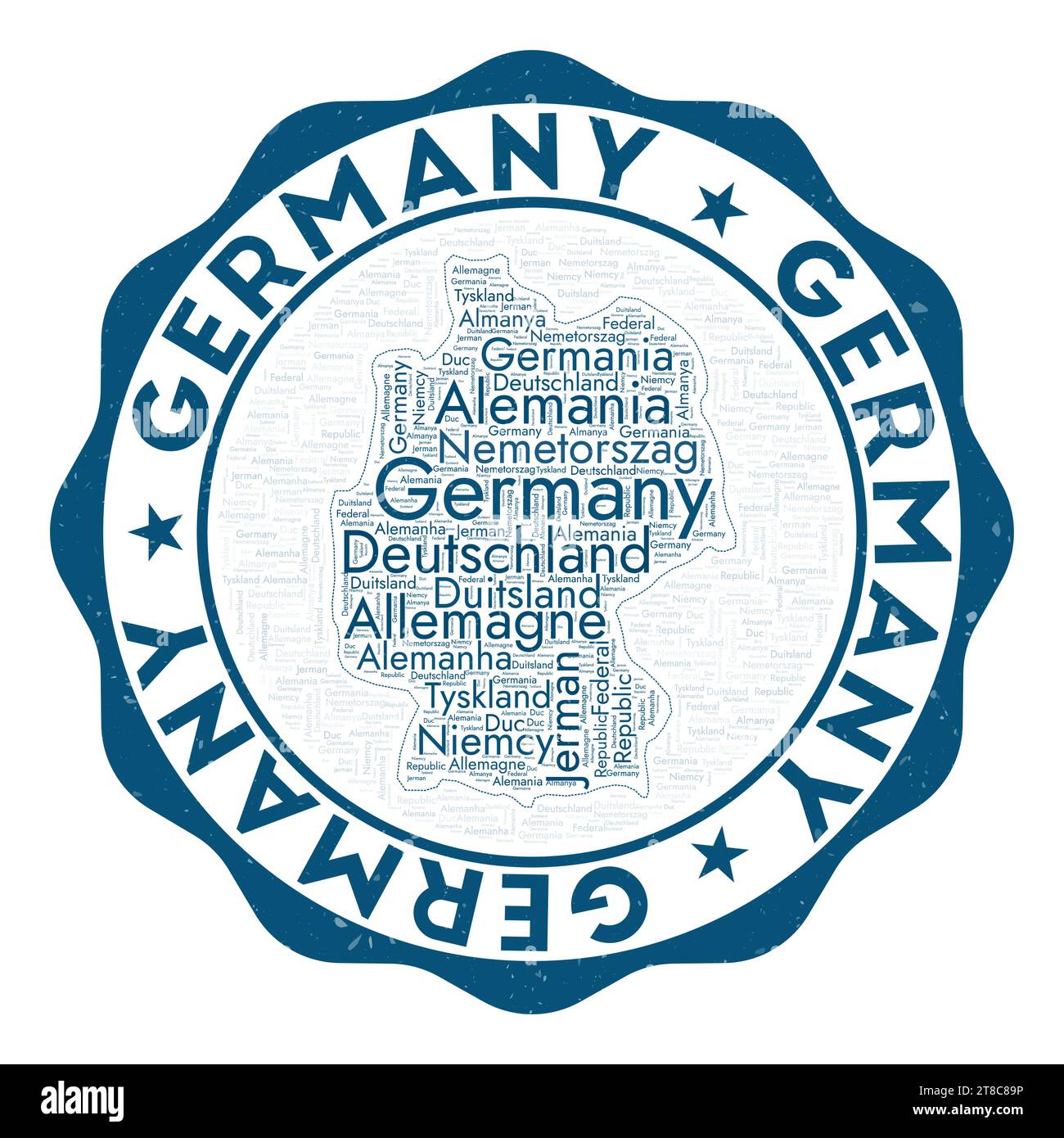 Germany logo. Awesome country badge with word cloud in the shape of ...
