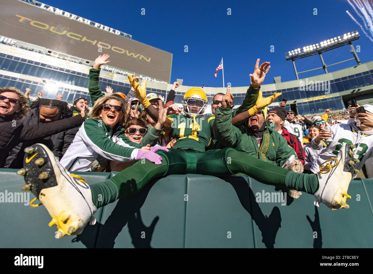 Green Bay, Wisconsin, USA. 19th Nov, 2023. Green Bay Packers wide receiver Jayden Reed (11 ...