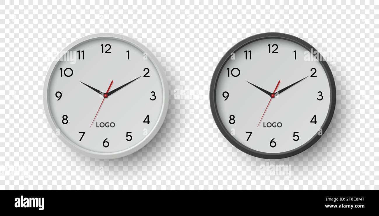 Vector 3d Round Wall Office Clock with White, Black Clock Dial Set ...