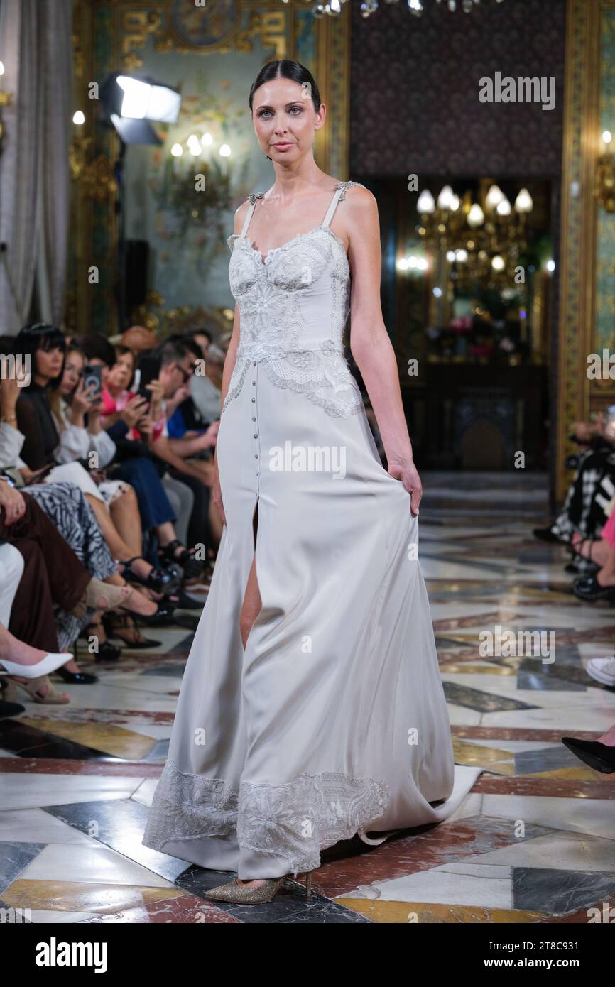 model showcases creations by SUSANA HIDALGO during the Atelier Couture ...