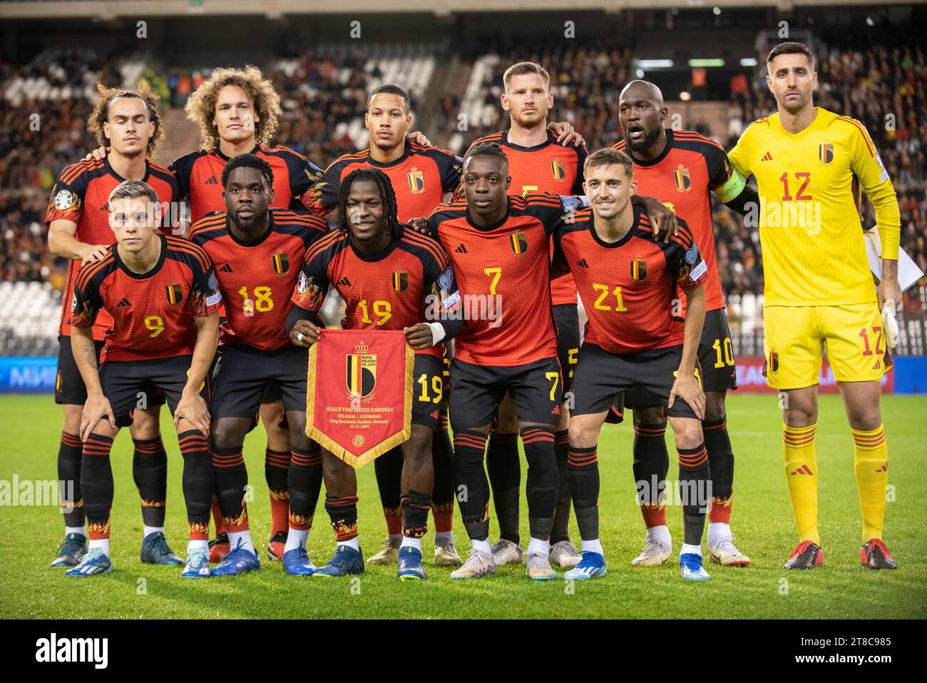 Brussels, Belgium. 19th Nov, 2023. The Belgian national football team ...