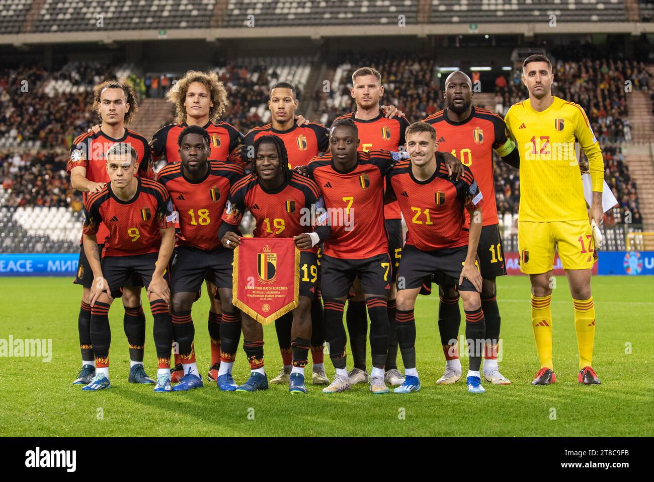 Brussels, Belgium. 19th Nov, 2023. The Belgian national football team ...