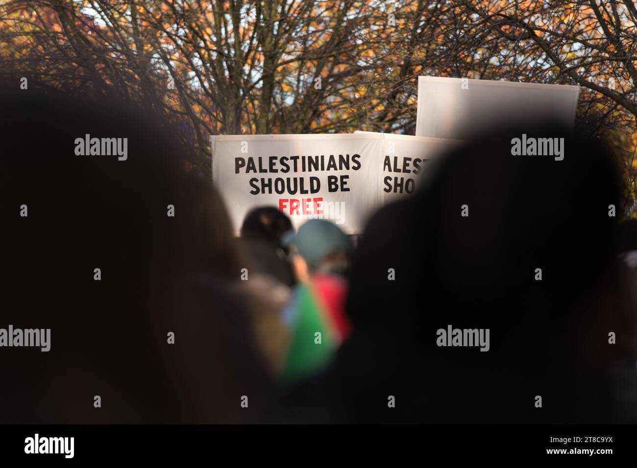 Seattle, USA. 19th Nov 2023. Several thousand protestors in the heart ...