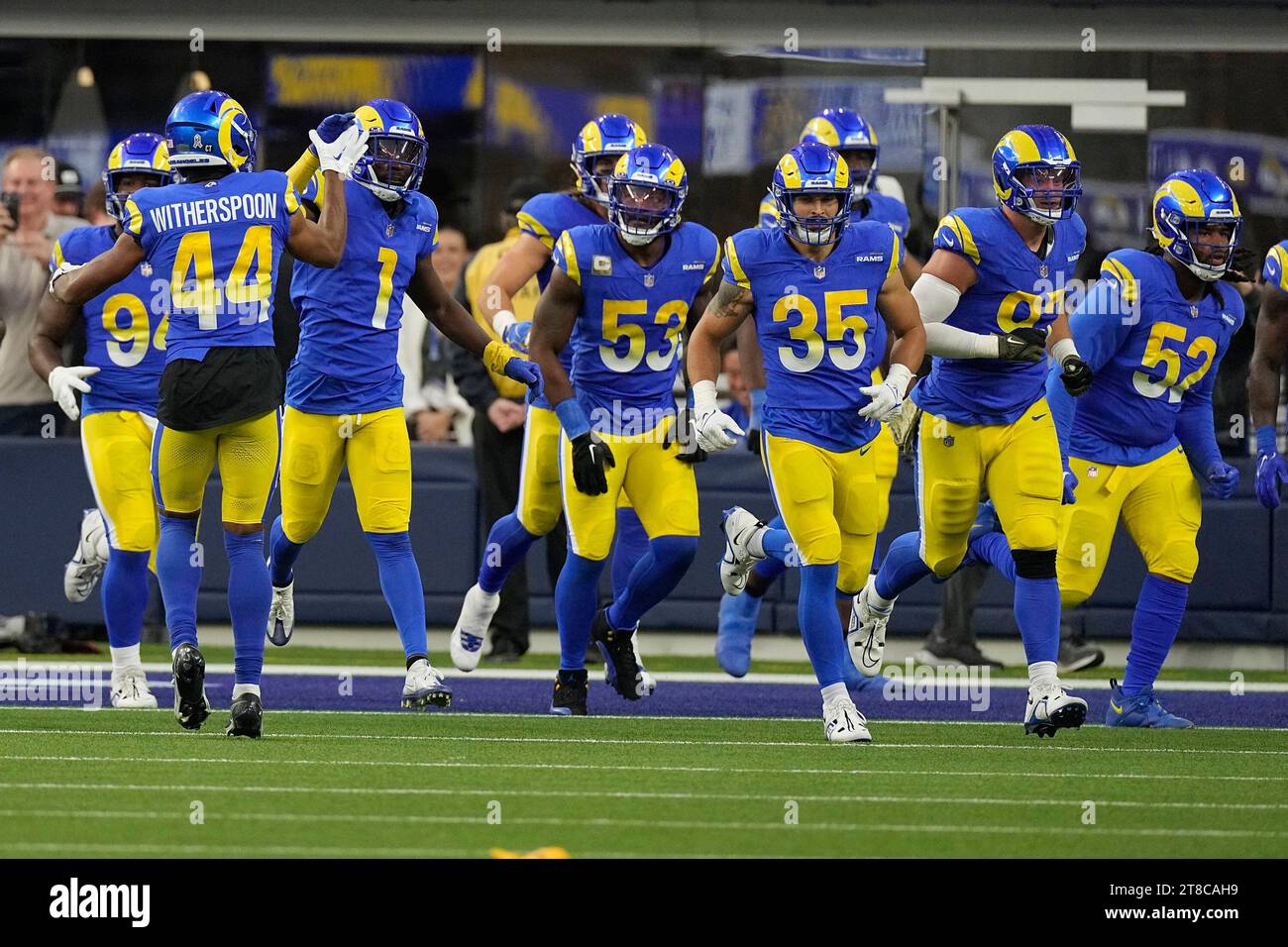 Los Angeles Rams celebrate after cornerback Derion Kendrick (1 ...