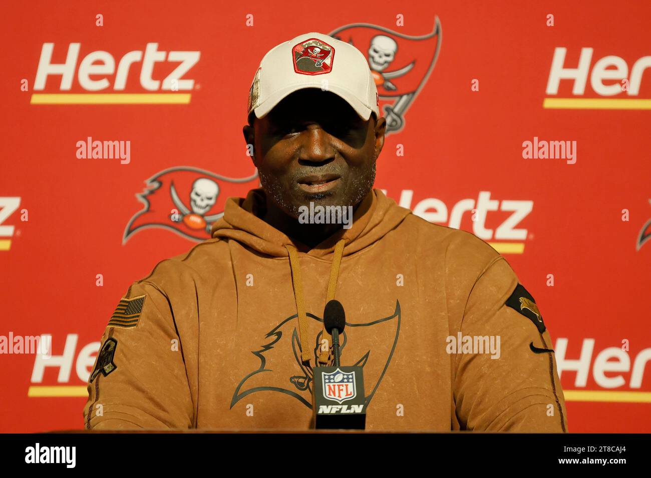 Tampa Bay Buccaneers head coach Todd Bowles speaks to reporters after ...