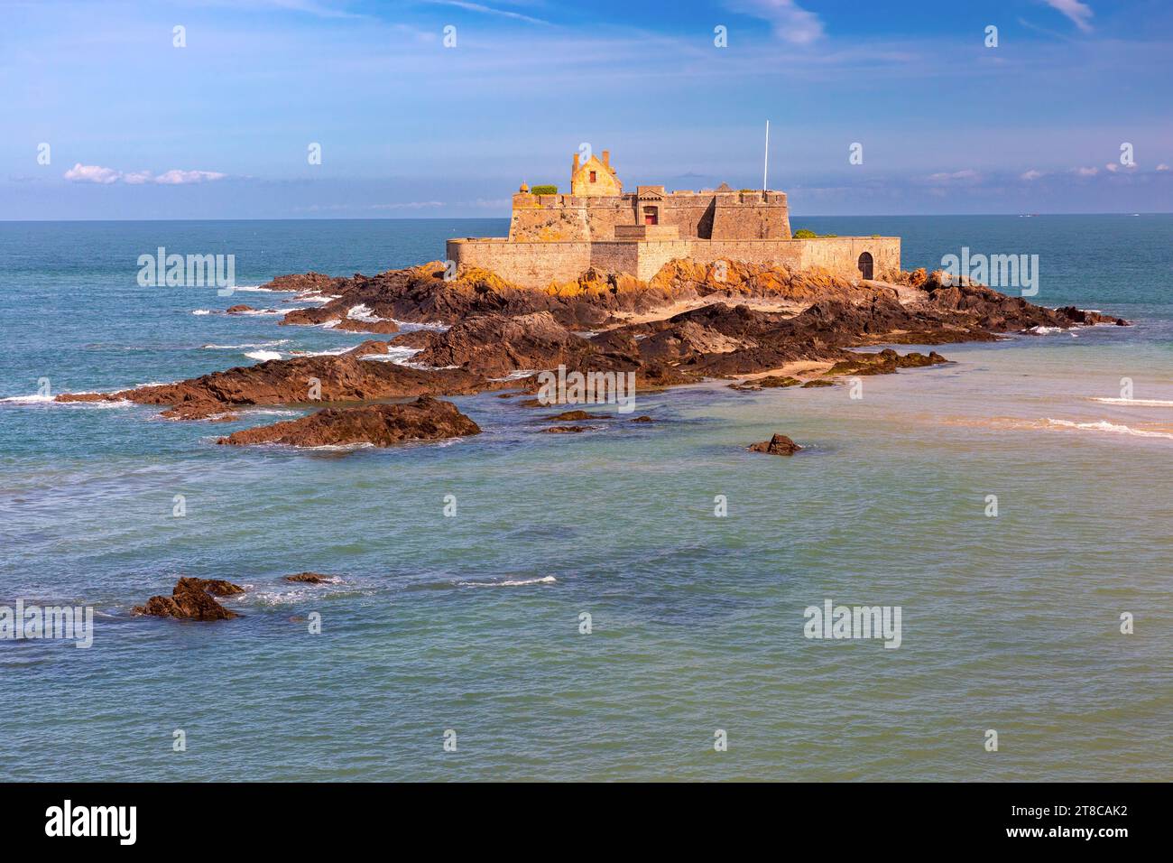 Fort National and beach at high tide, in beautiful walled port city of ...