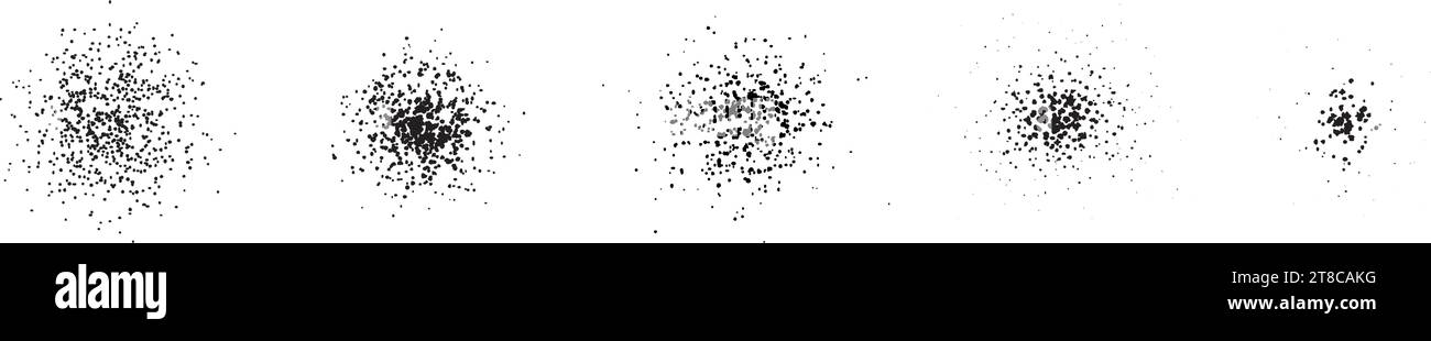 Stippled radial brush strokes. Grain dotted gradient collection. Grunge ...