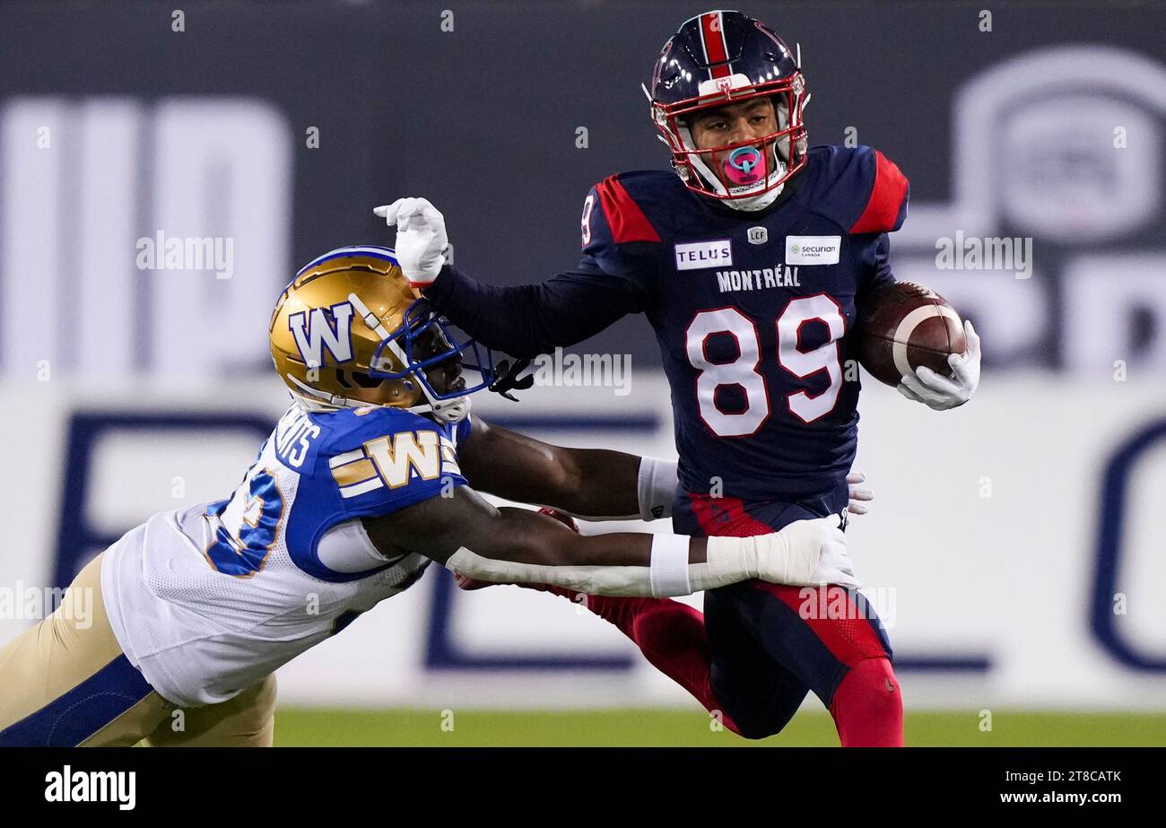 Montreal Alouettes wide receiver James Letcher Jr. (89) evades a tackle ...