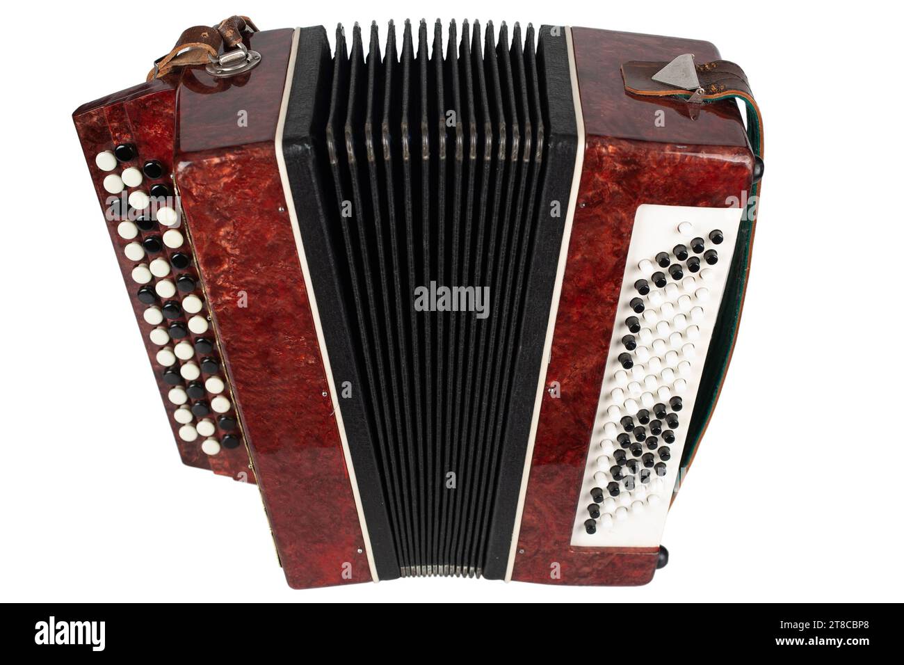 Small retro bayan (accordion). Folk musical instrument. Isolated on ...
