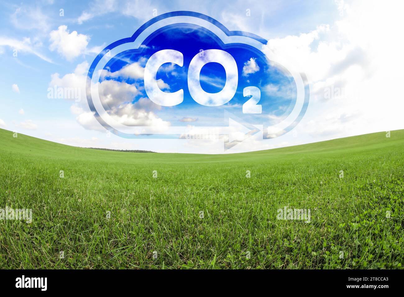 Concept of clear air. CO2 inscription in illustration of cloud and ...