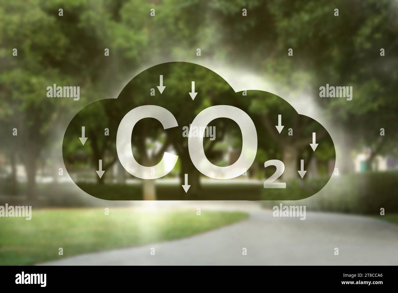 Reduce CO2 emissions. Illustration of cloud with CO2 inscription and ...