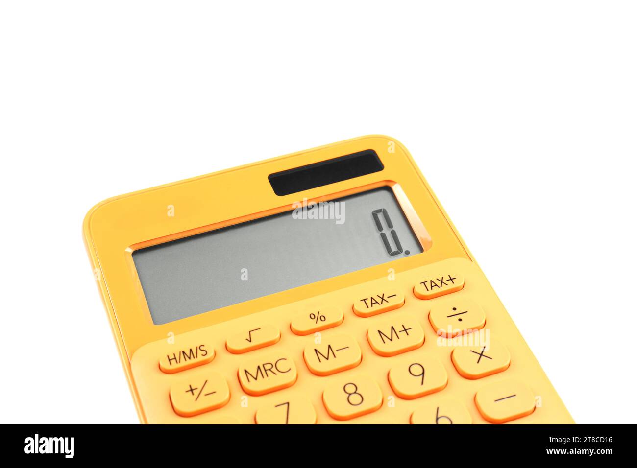 Orange calculator isolated on white. Office stationery Stock Photo - Alamy