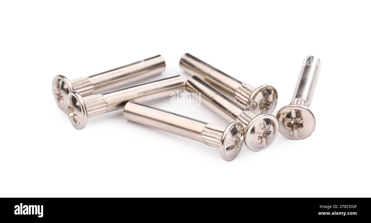 Metal panel connector fasteners isolated on white Stock Photo - Alamy