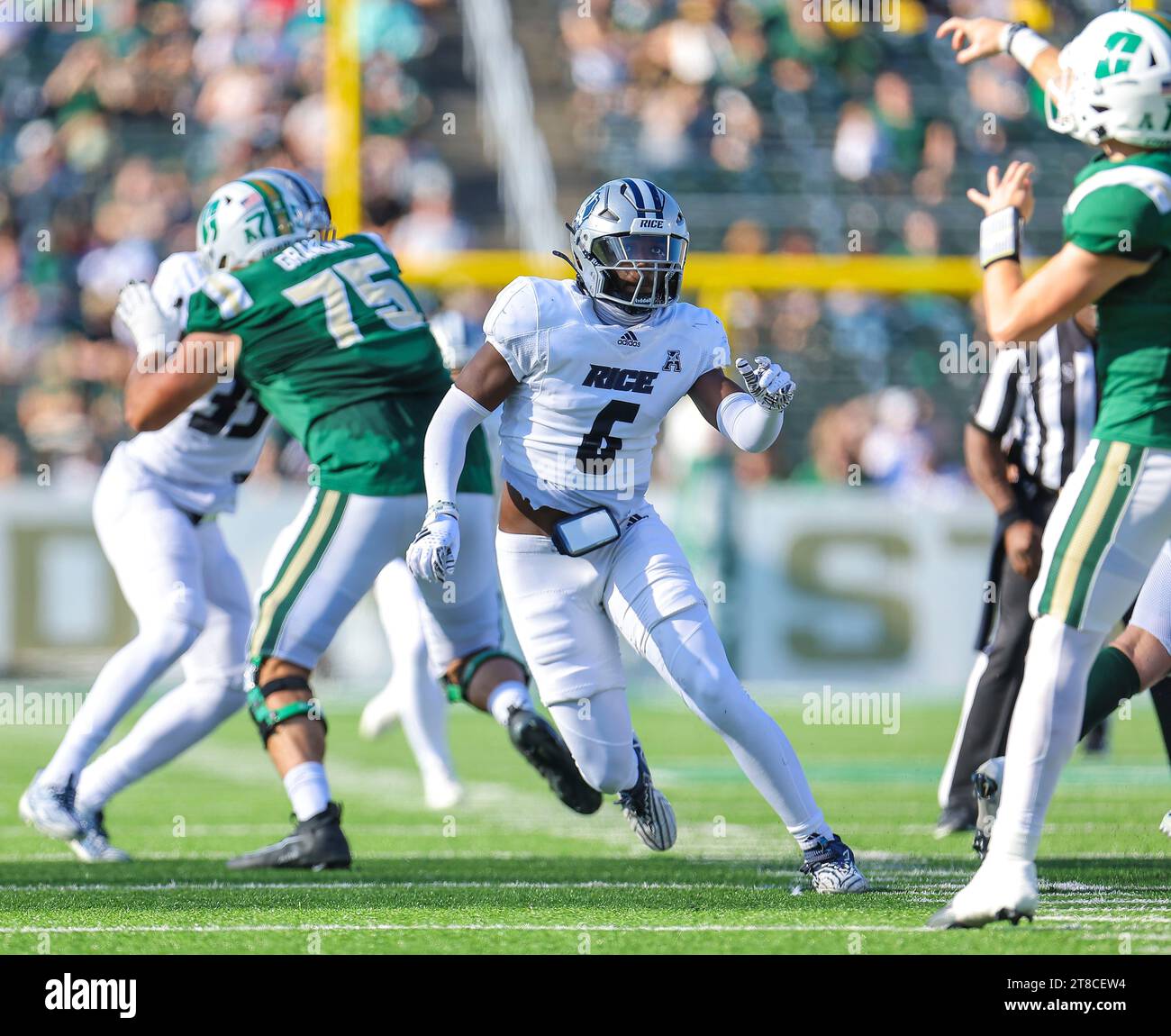 November 18, 2023: Rice University sophomore DJ Arkansas (6) rushes ...